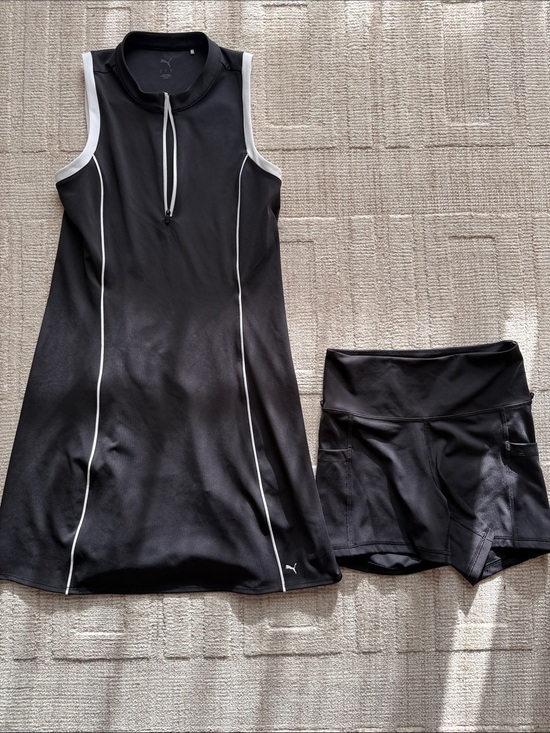 Puma | Dresses | Puma Black Tennisgolf Dress With White Piping And ...